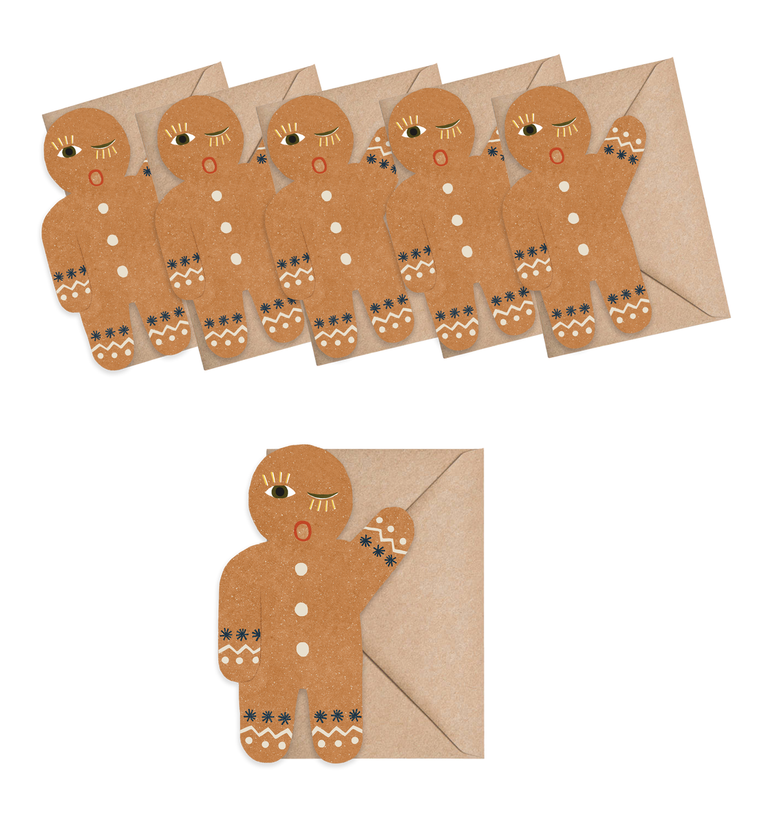 Gingerbread Man Mini Cards - box of 6 – Isatopia